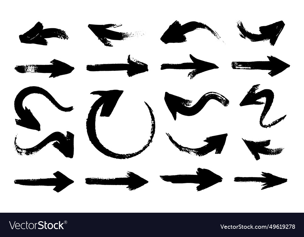 Brush stroke arrows rough paintbrush marks Vector Image