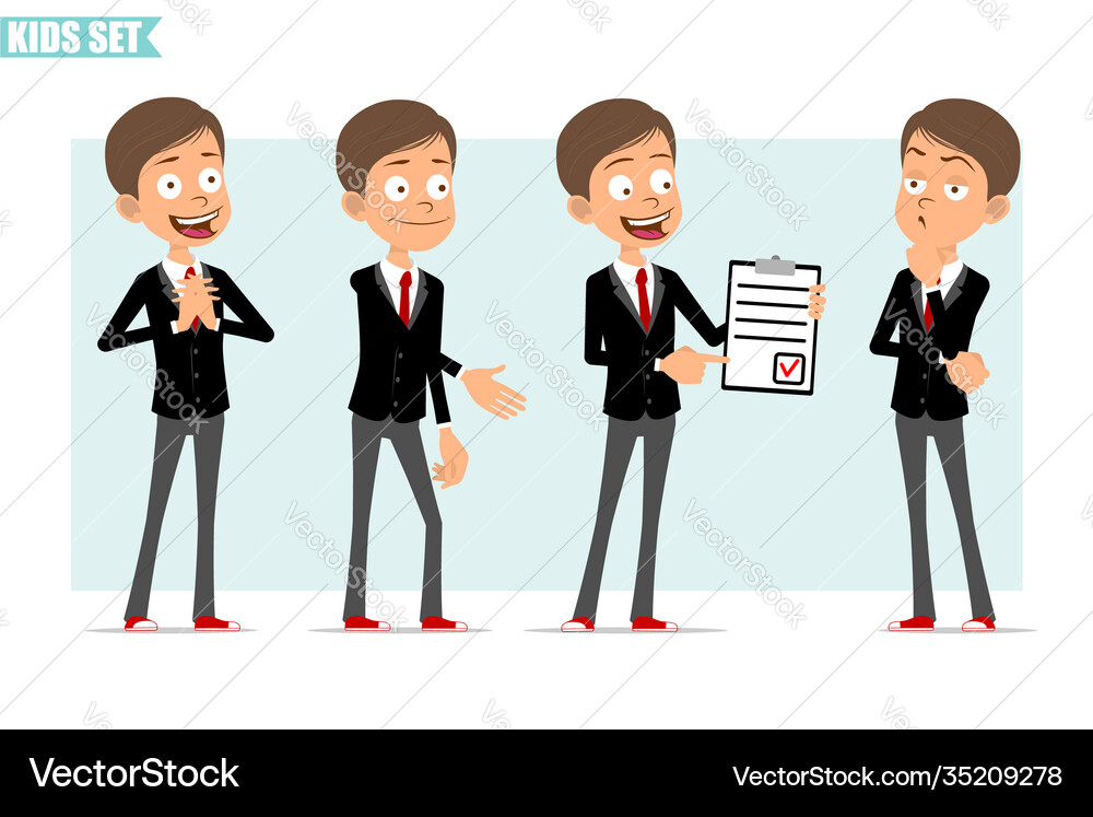 Cartoon flat business kid boy character set Vector Image