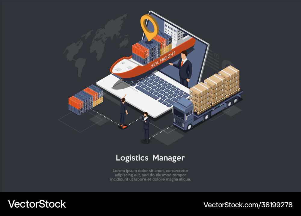Conceptual art of warehouse working process Vector Image