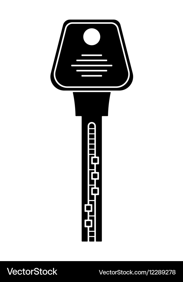 Door key isolated on white background flat black Vector Image