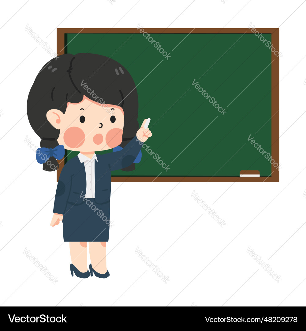 Female teacher teaching on green board Royalty Free Vector