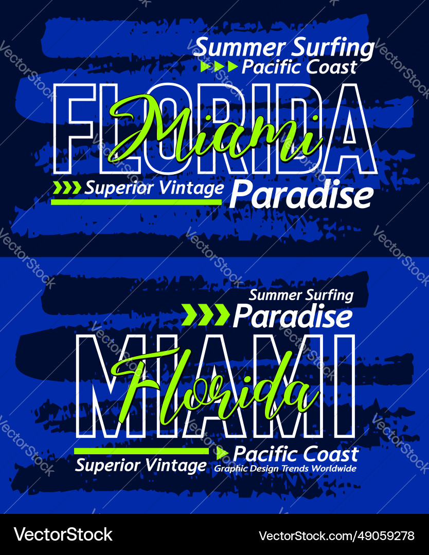 Florida miami urban calligraphy typeface grunge Vector Image