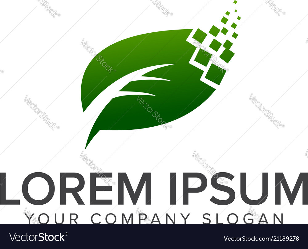 Leaf technology logo design concept template Vector Image