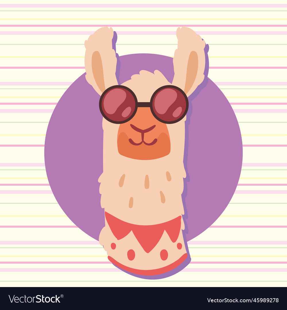 Llama perubian wearing sunglasses Royalty Free Vector Image