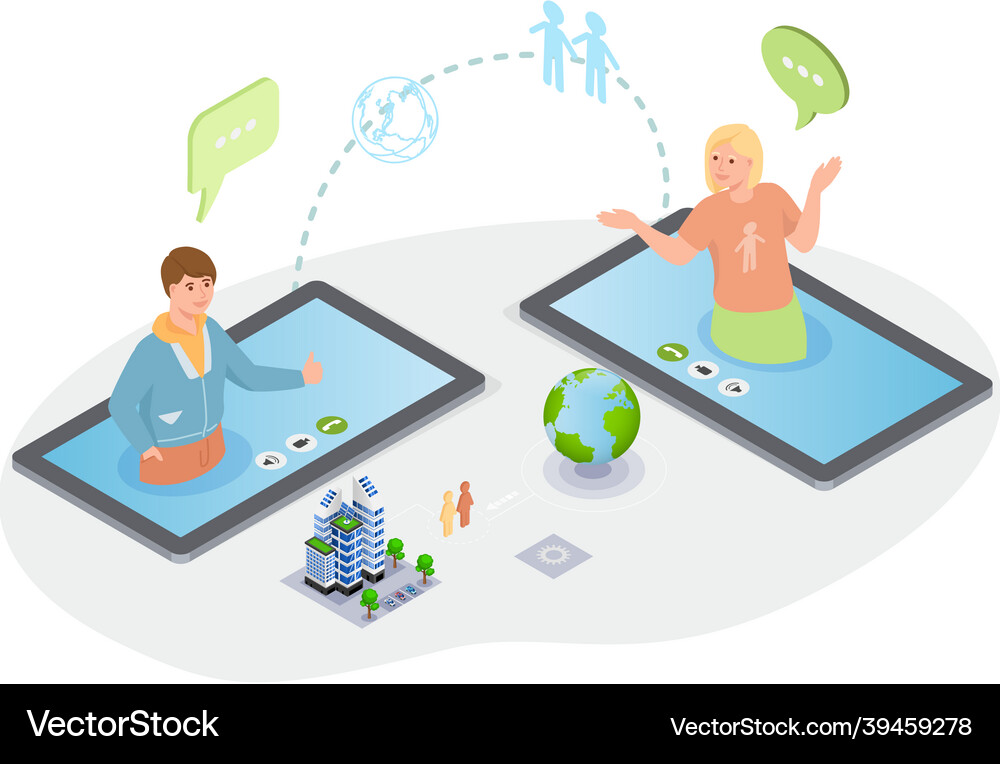 People communicate online couple chatting Vector Image
