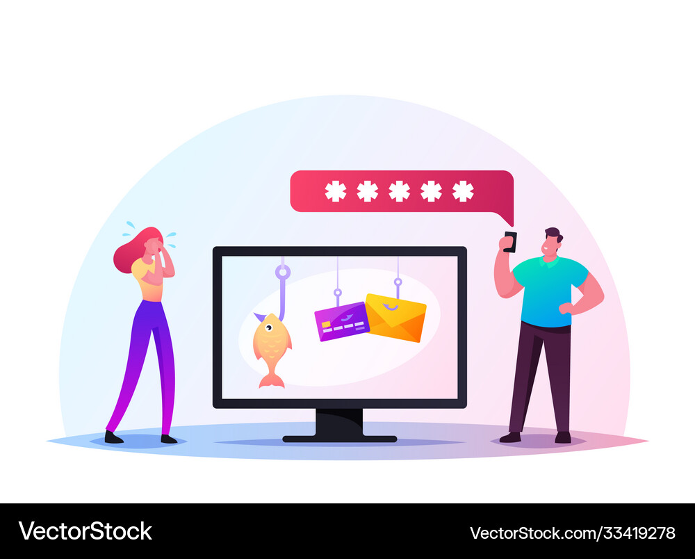 People victims phishing and hacker attack lose Vector Image