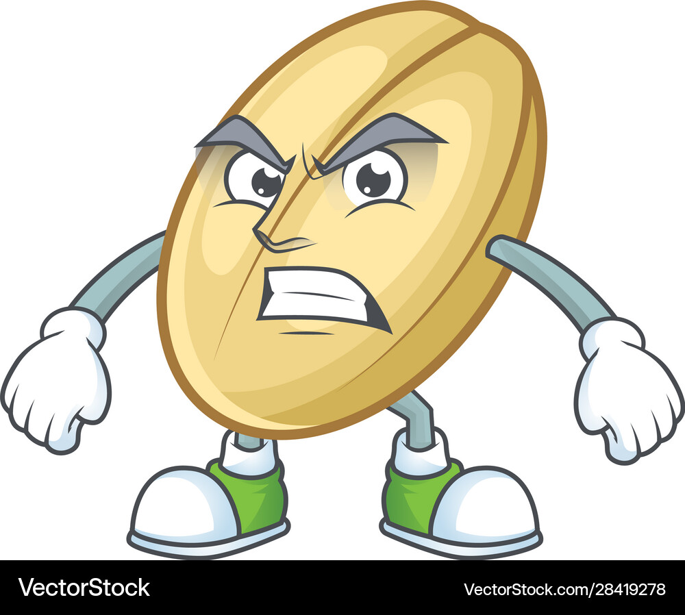Picture split bean cartoon character with angry Vector Image