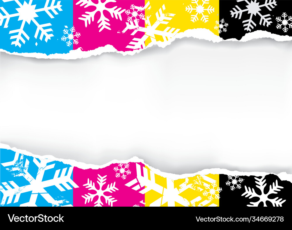 Ripped Paper with Snowflakes Royalty Free Vector Image
