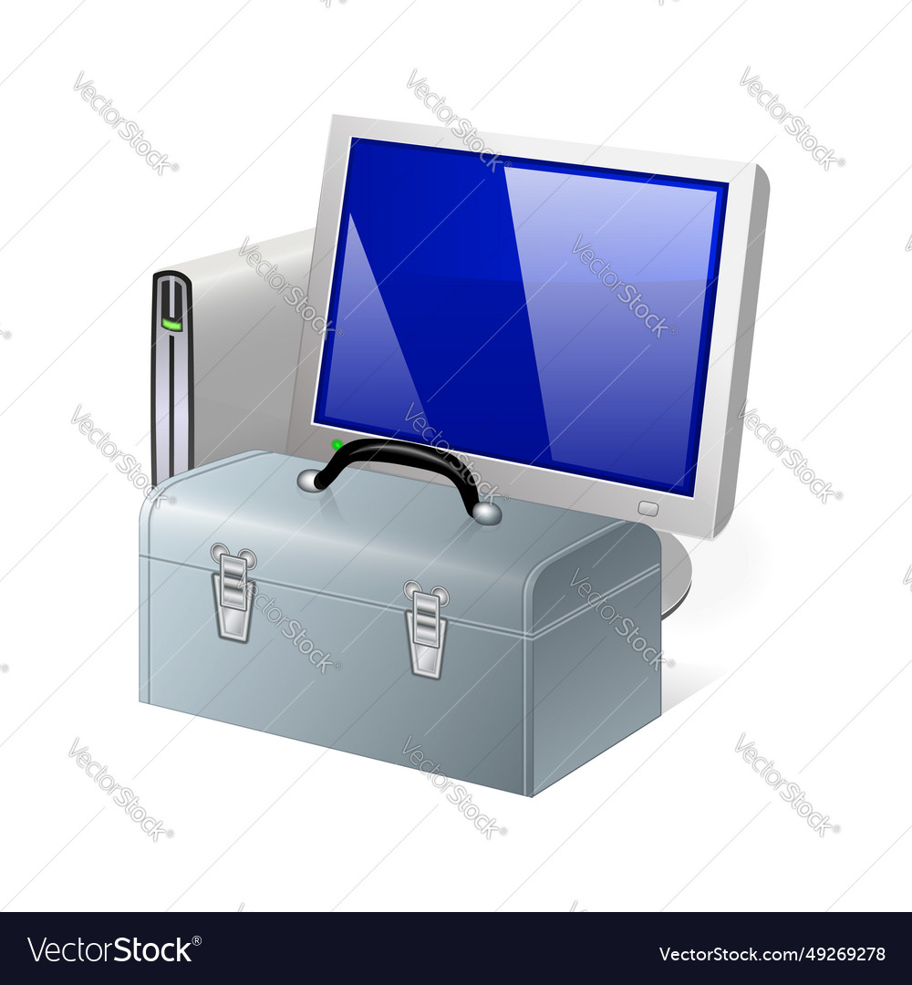 Settings icon personal computer with monitor Vector Image
