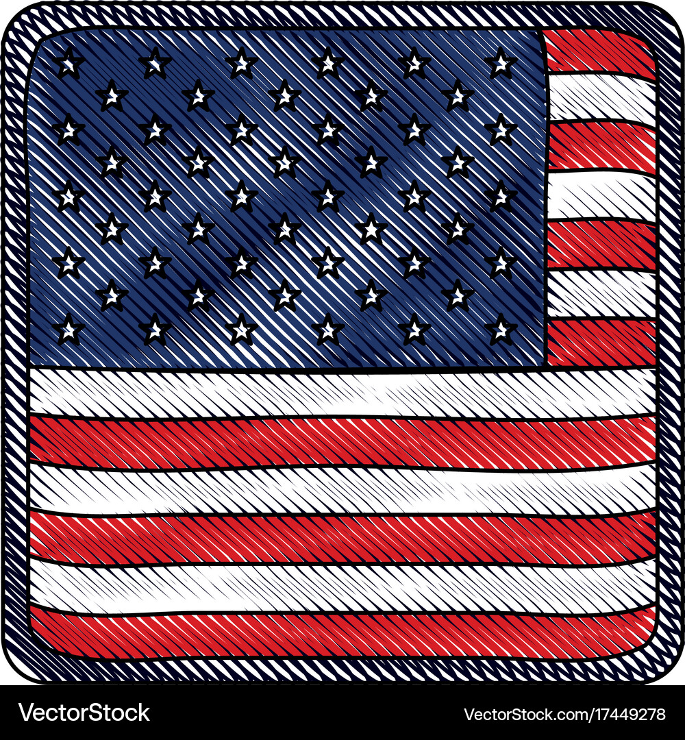 Shield in square shape with flag united states Vector Image