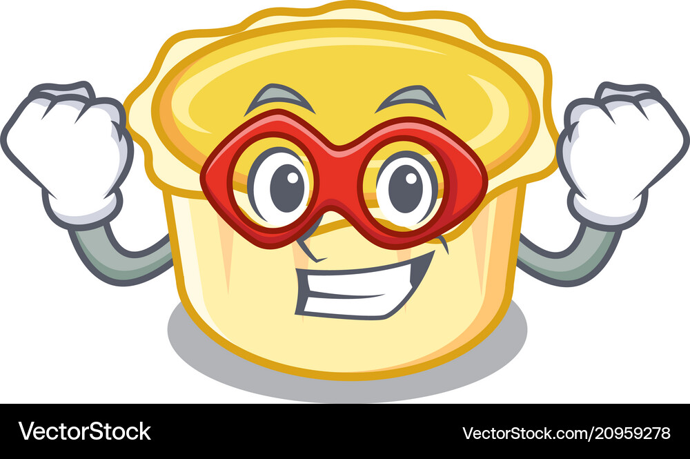 Super hero egg tart character cartoon Royalty Free Vector