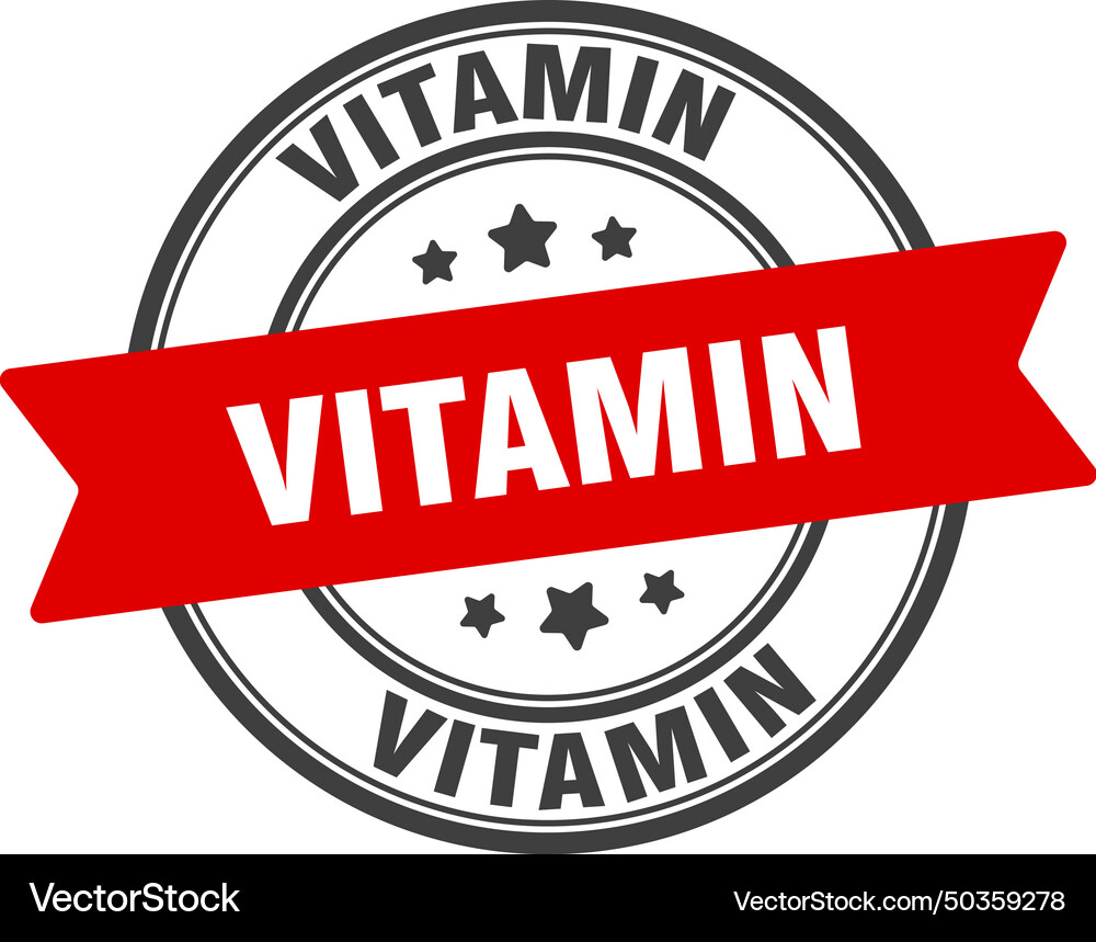 Vitamin stamp label on transparent Royalty Free Vector Image