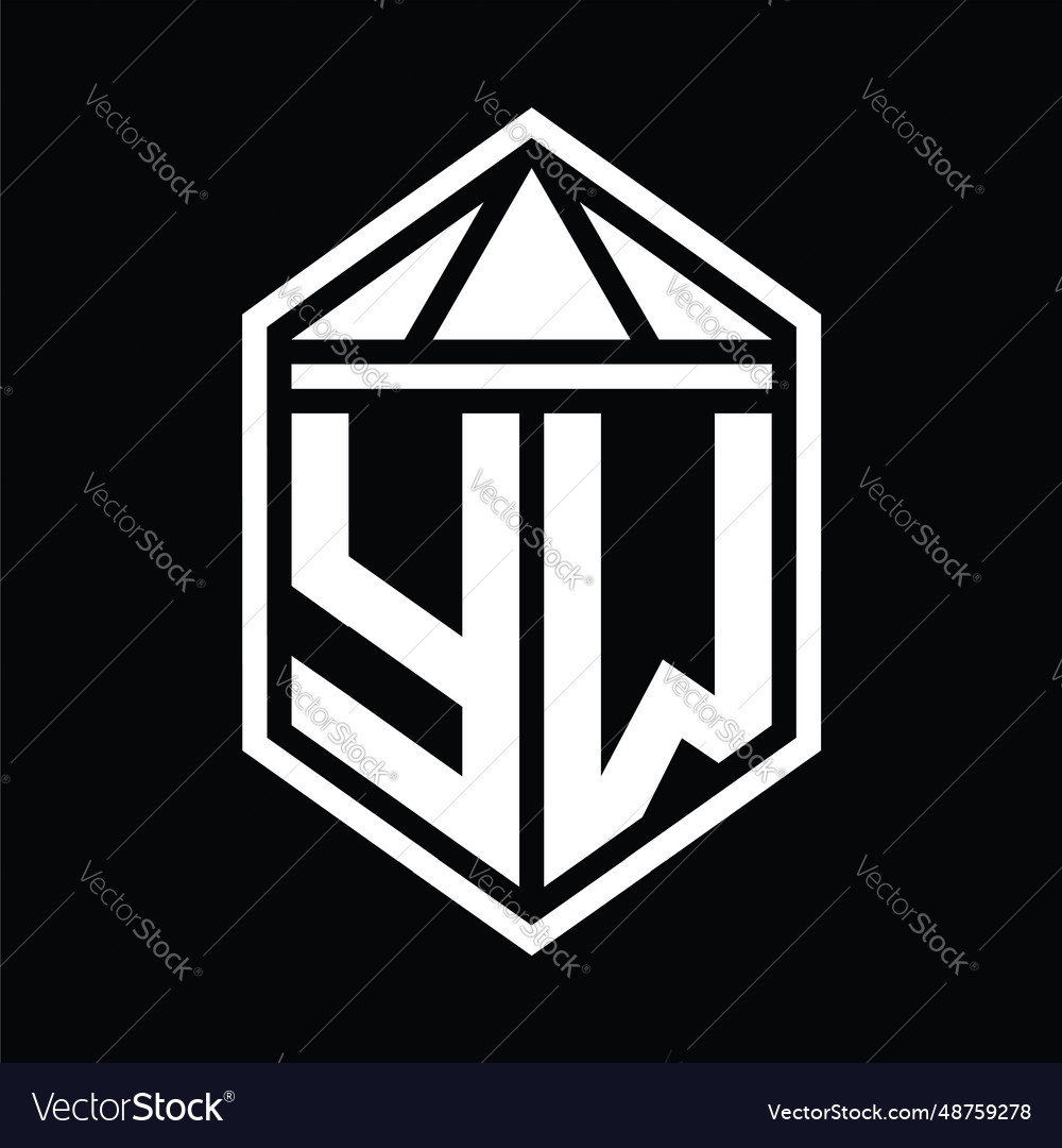 Yw letter logo monogram hexagon shield shape Vector Image