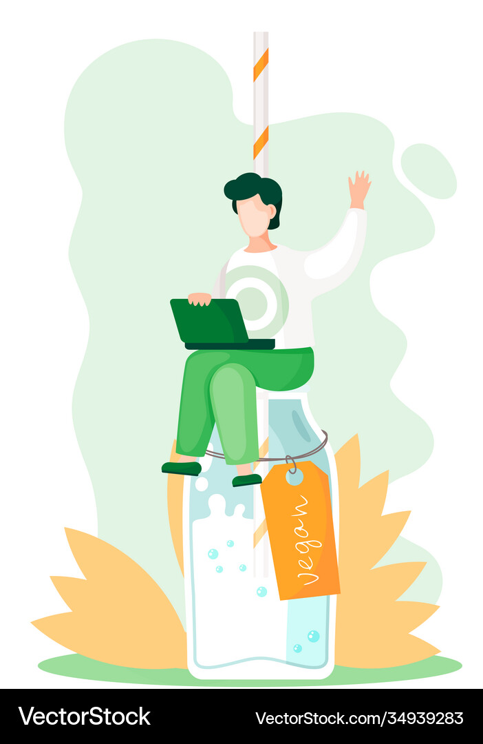 A man with laptop sitting and working Royalty Free Vector