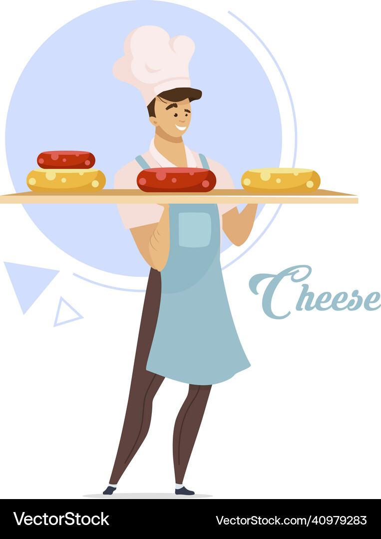 Cheese production flat color cheesemaking male Vector Image