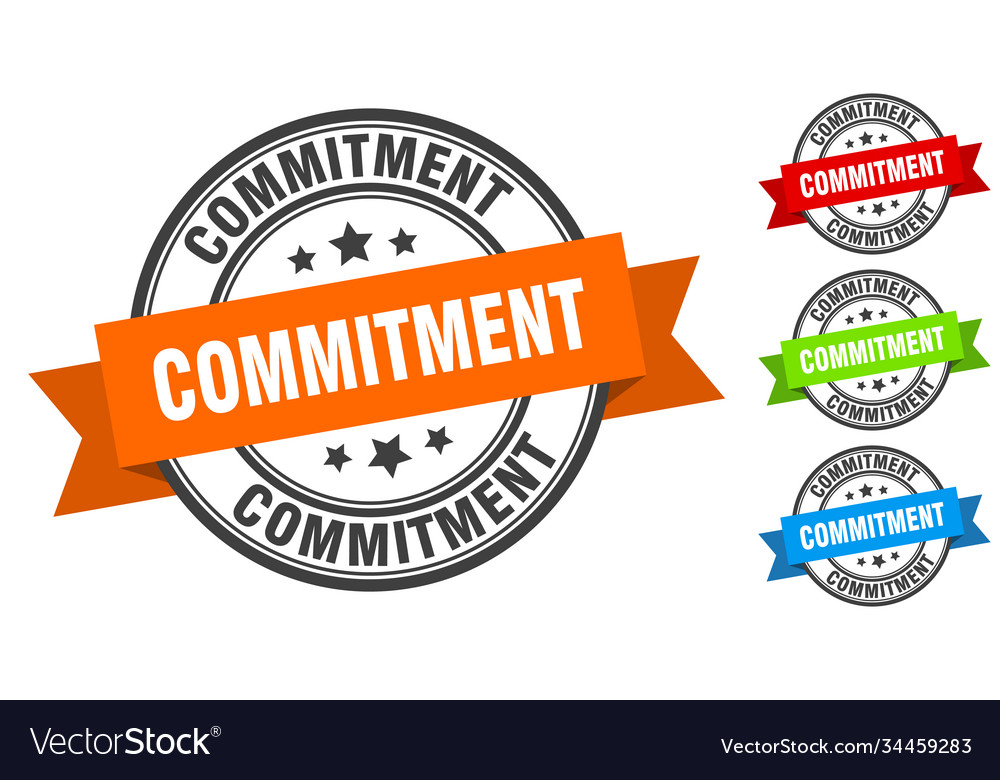 Commitment stamp round band sign set label Vector Image