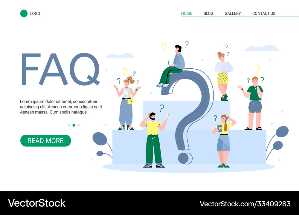 Faq landing page for website flat cartoon Vector Image