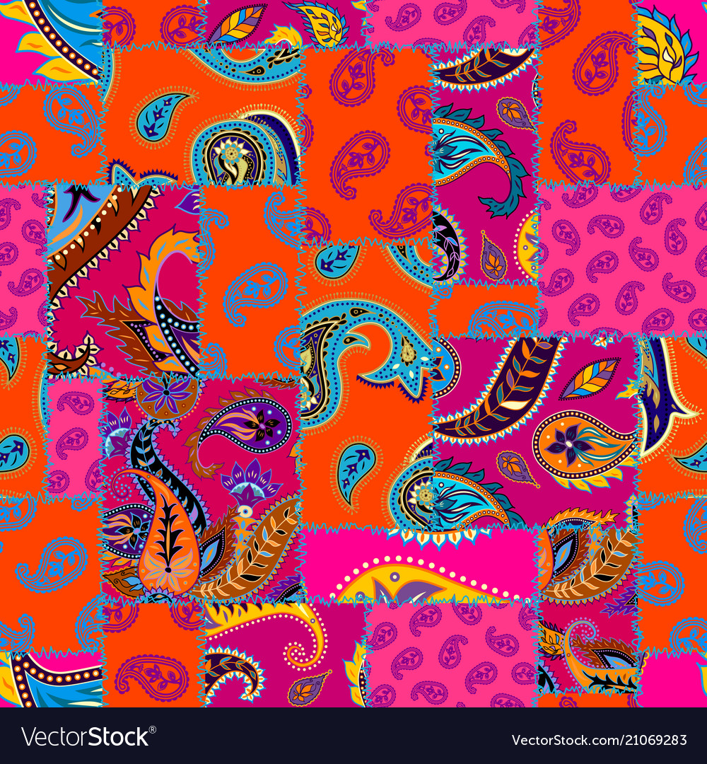 Geometric patchwork pattern a squares Royalty Free Vector