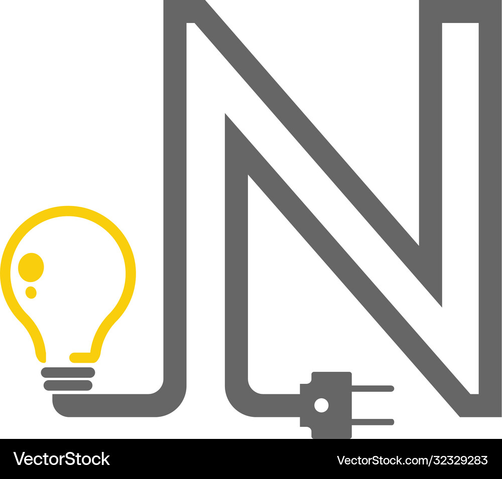 Letter n and lamp bulp logo Royalty Free Vector Image