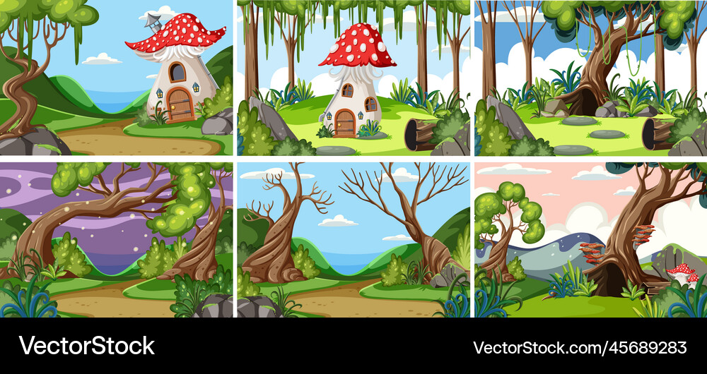 Set of fantasy scene background Royalty Free Vector Image