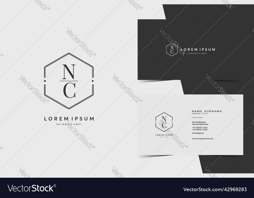 Simple hexagon nc monogram logo icon modern Vector Image
