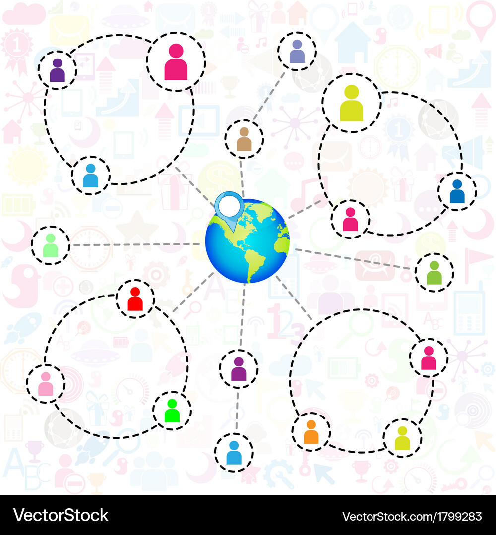 Social network background with media icons Vector Image
