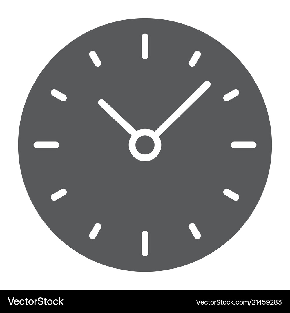 Time glyph icon clock and minute hour sign Vector Image
