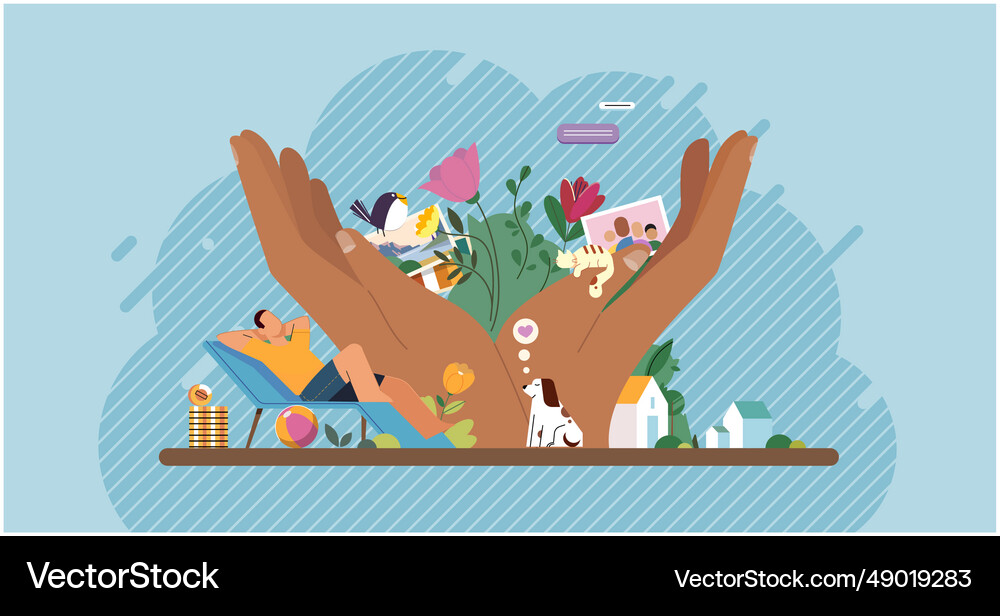 Wellbeing metaphor employee mirror Royalty Free Vector Image