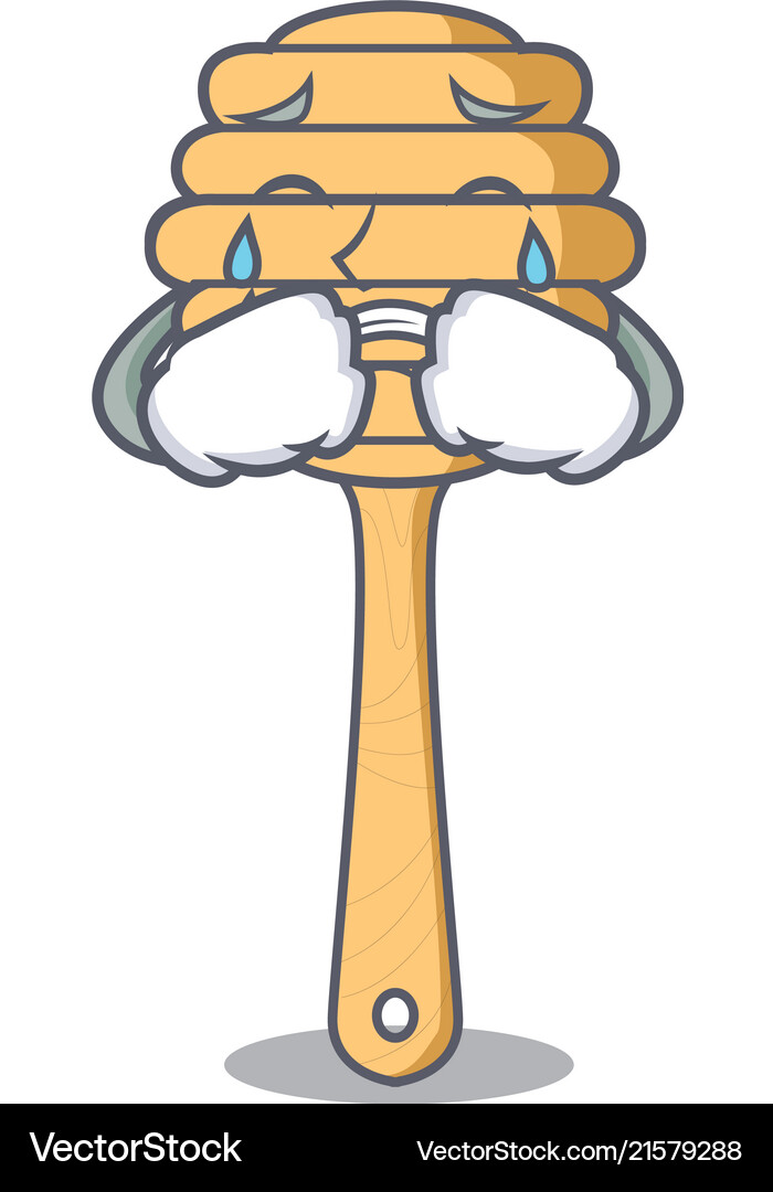 Crying honey spoon mascot cartoon Royalty Free Vector Image