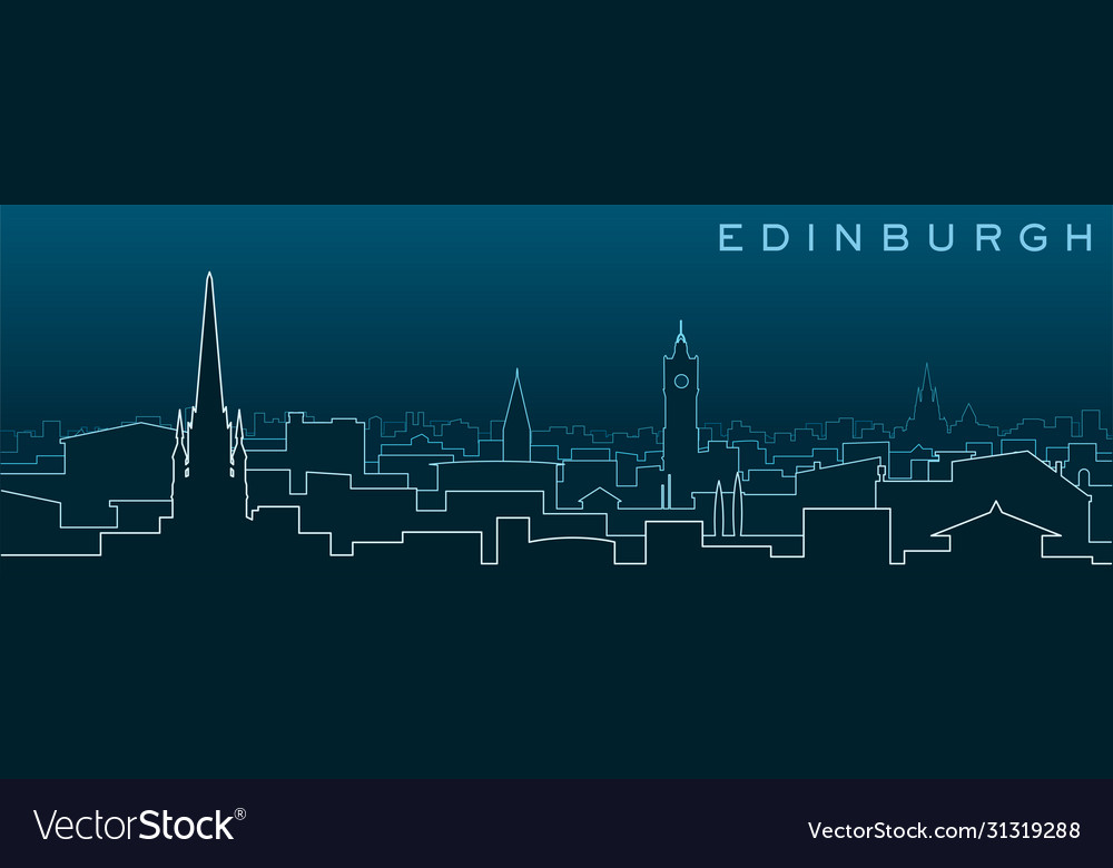 Edinburgh multiple lines skyline and landmarks Vector Image