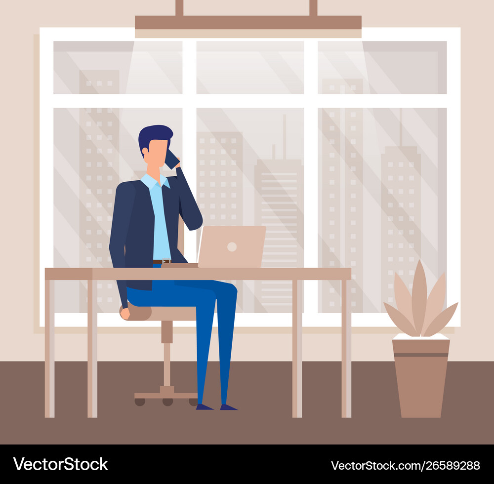 Elegant businessman calling with smartphone Vector Image