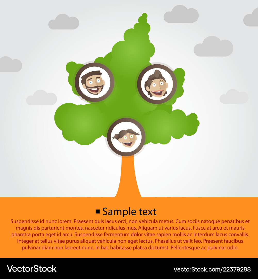 Family tree with cartoon faces Royalty Free Vector Image