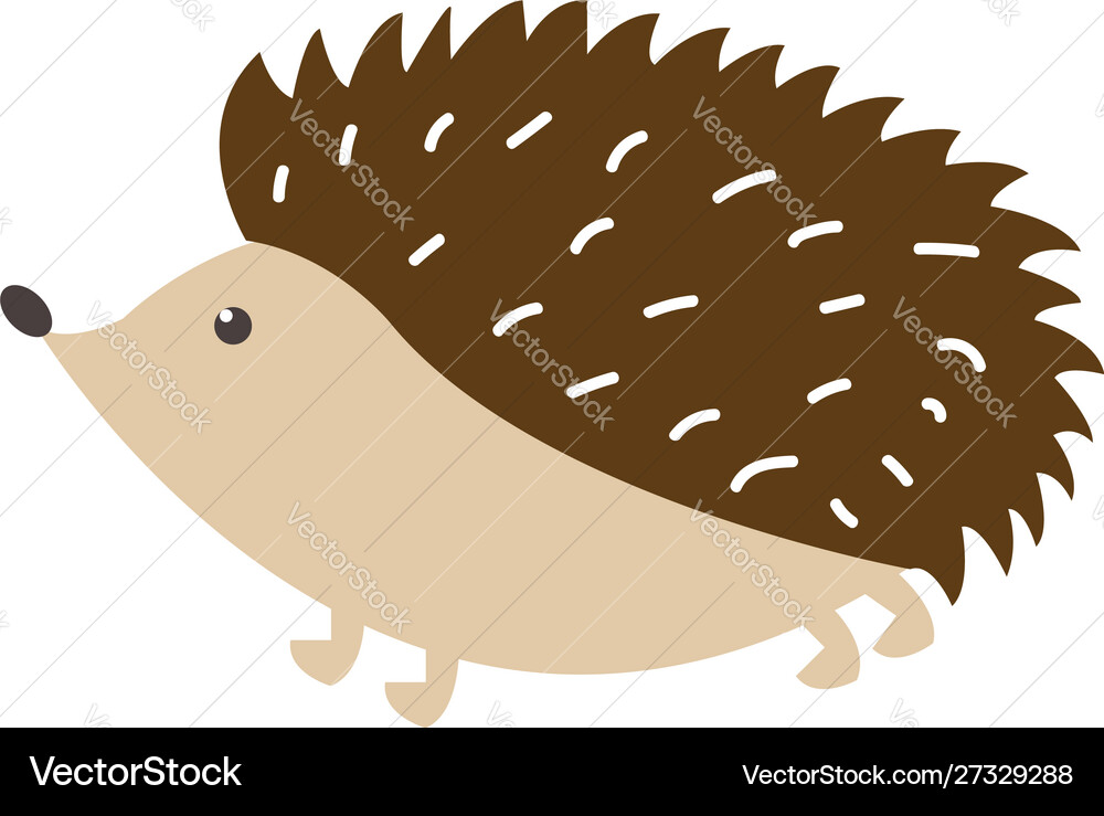 Flat hedgehog on white background Royalty Free Vector Image