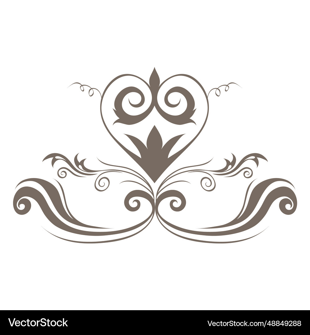 Floral curves heart corner Royalty Free Vector Image