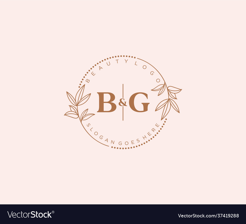 Initial bg letters beautiful floral feminine Vector Image Initial bg letters beautiful floral feminine Vector Image