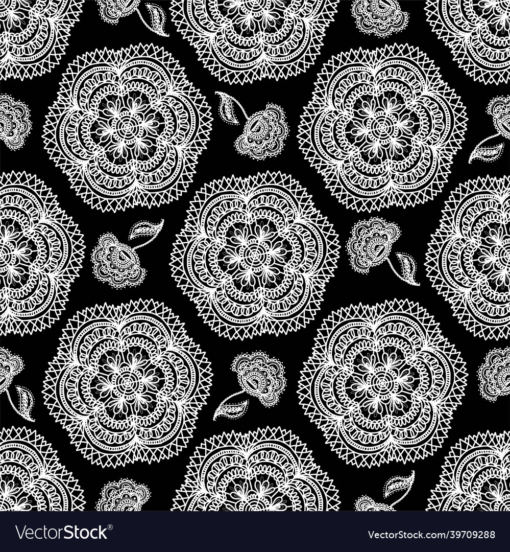 Lace pattern mandala pattern seamless Royalty Free Vector
