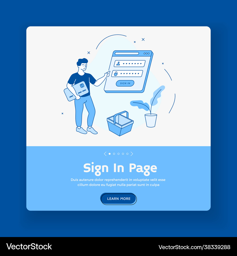 Login page for personal web account man enters Vector Image