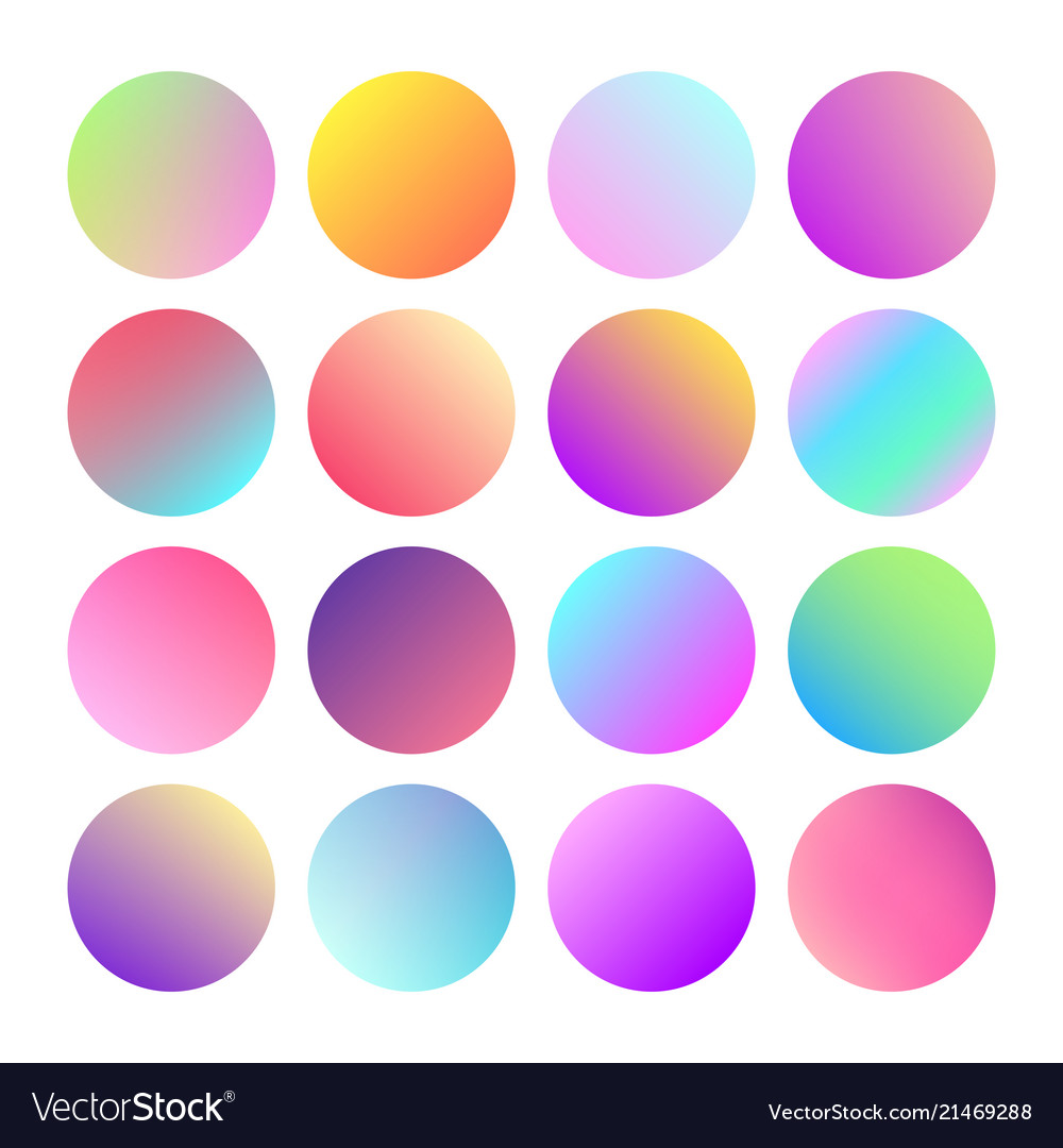 Rounded holographic gradient sphere button Vector Image