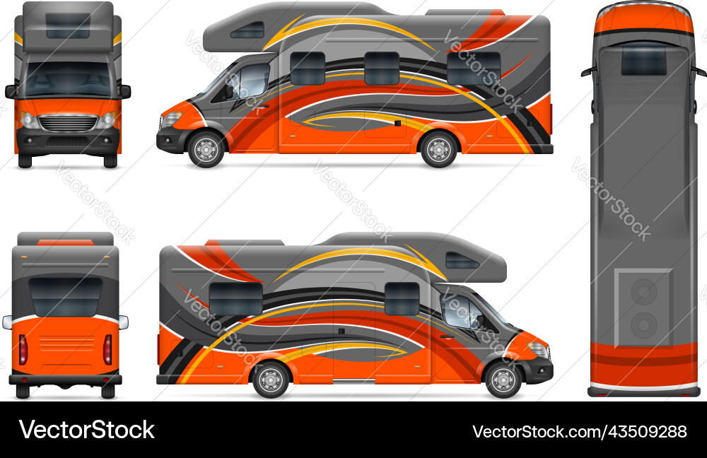 Rv template vehicle branding mock up side front Vector Image