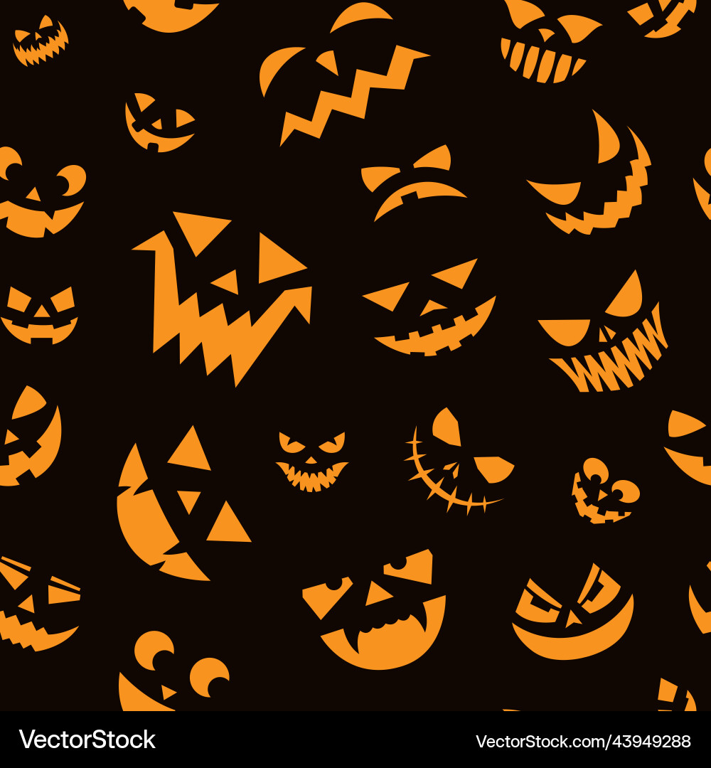 Scary faces pattern seamless print of halloween Vector Image