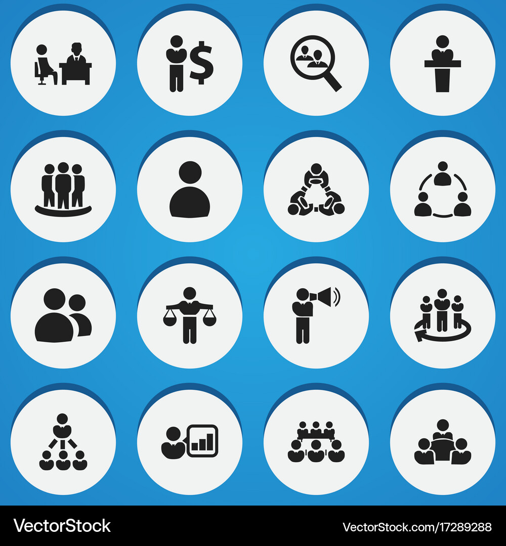 Set of 16 editable cooperation icons includes Vector Image