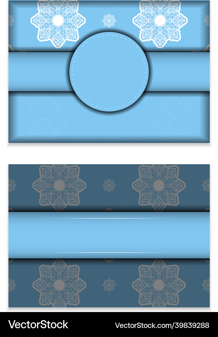 Template greeting card in blue color Royalty Free Vector