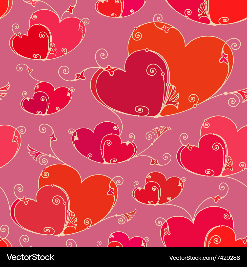 Valentines day seamless background with hearts Vector Image