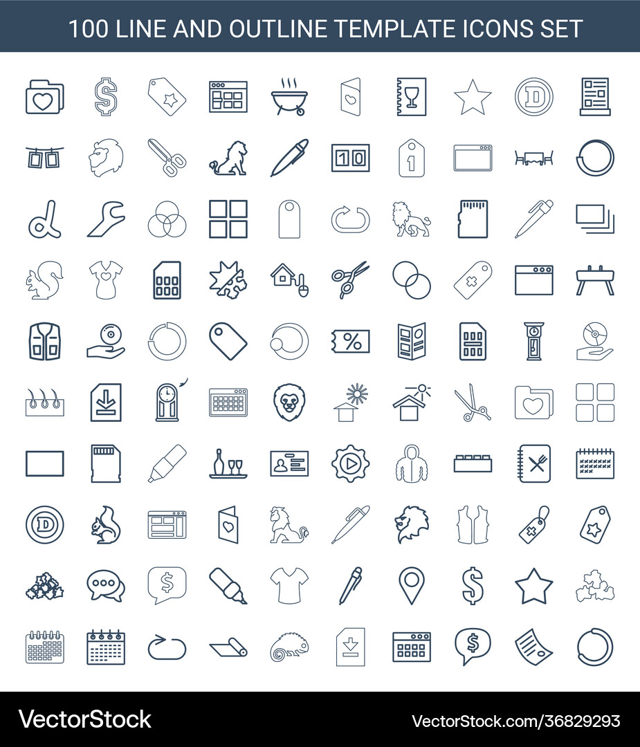 100 template icons Royalty Free Vector Image - VectorStock