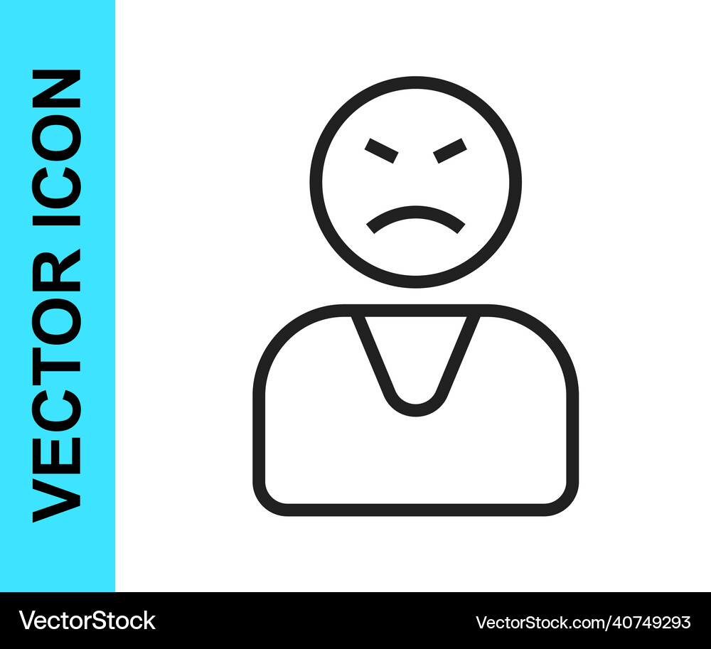 Black line angry customer icon isolated on white Vector Image