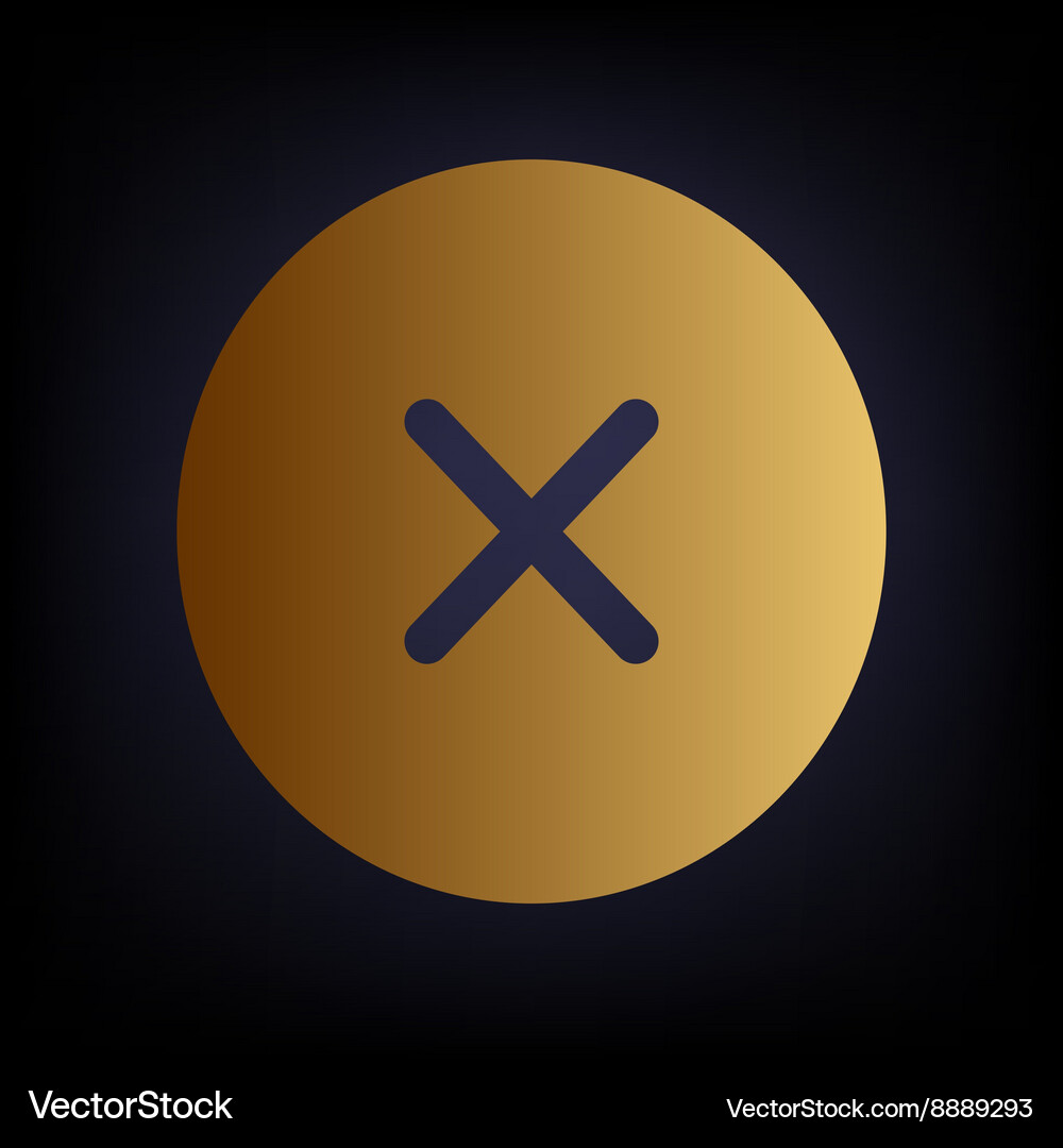 Cross sign golden style icon Royalty Free Vector Image