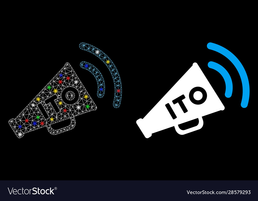 Flare Mesh Wire Frame Ito Alert Megaphone Icon Vector Image