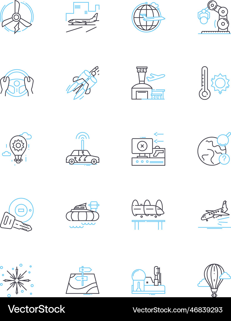 Freight transport linear icons set shipping Vector Image