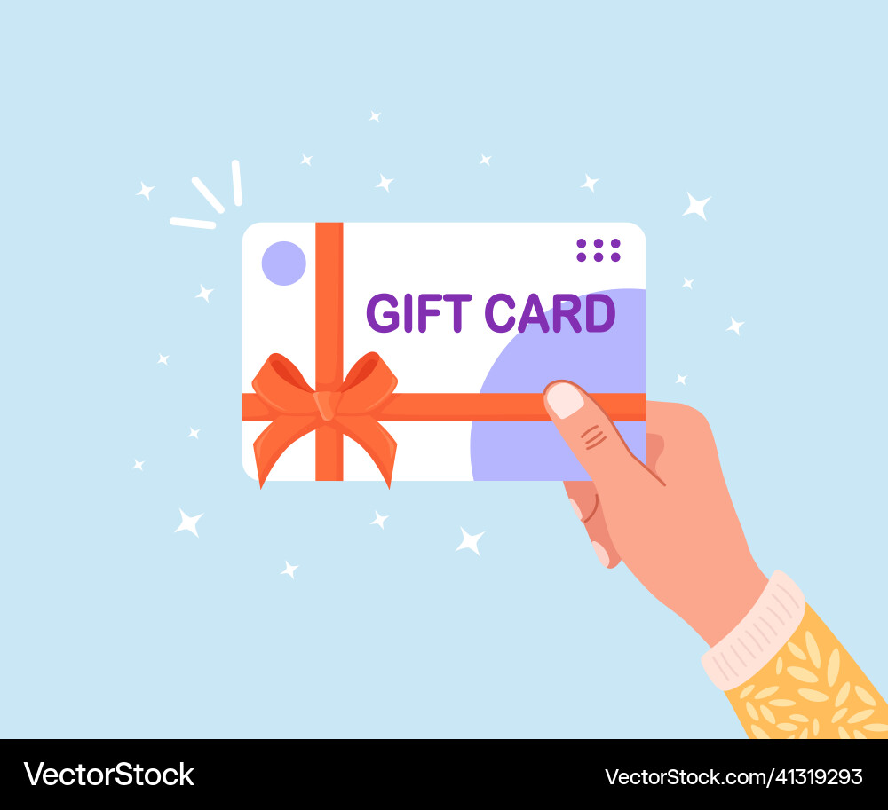 Human hand hold gift card voucher or coupon Vector Image