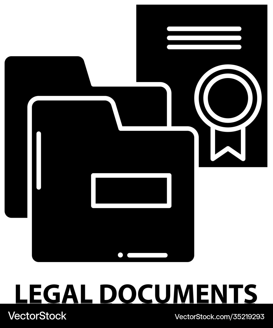 Legal documents icon black sign Royalty Free Vector Image